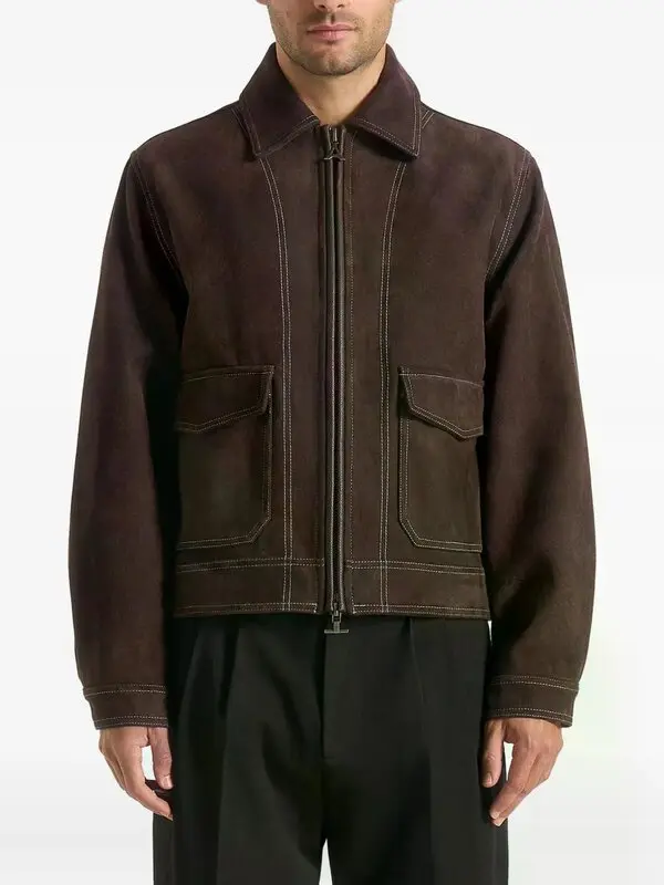 Manière De Voir Suede Contrast Stitch Jacket