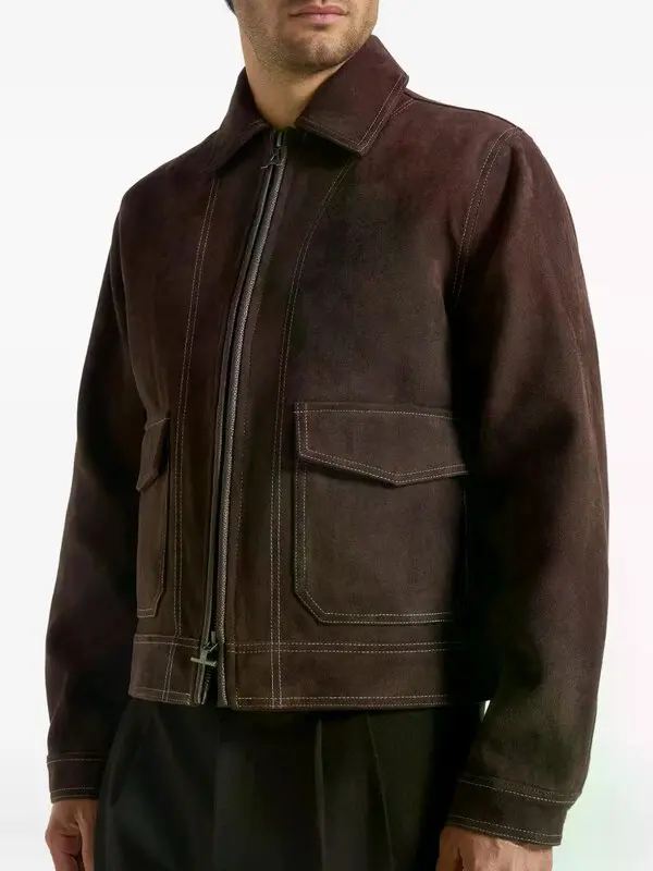 Manière De Voir Suede Contrast Stitch Jacket