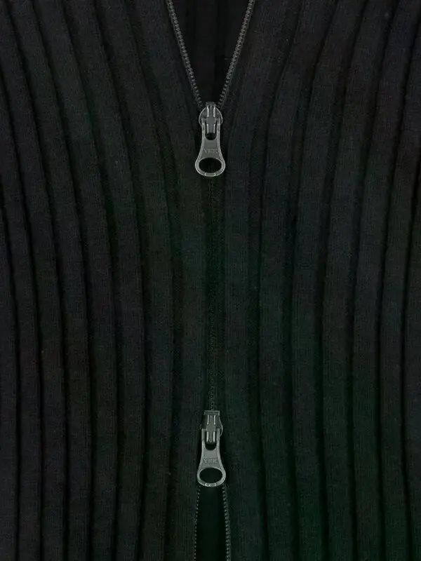 AMOMENTO Ribbed High-neck Cardigan