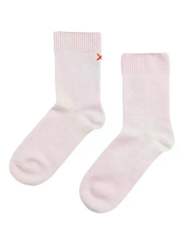 Chinti & Parker Ribbed-trim Ankle Socks - Pink