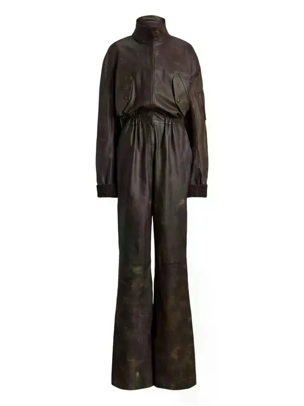 Ralph Lauren High-neck Leather Jumpsuit - Brown
