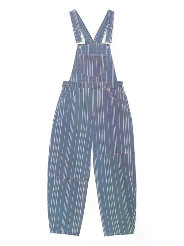GANNI Striped Dungarees - Blue