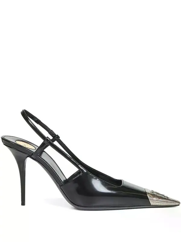 Saint Laurent 90mm Jeanne Metal Cap Toe Pumps - Black
