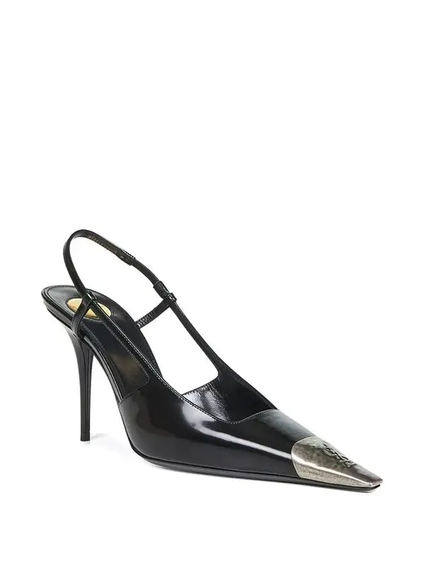 Saint Laurent 90mm Jeanne Metal Cap Toe Pumps - Black