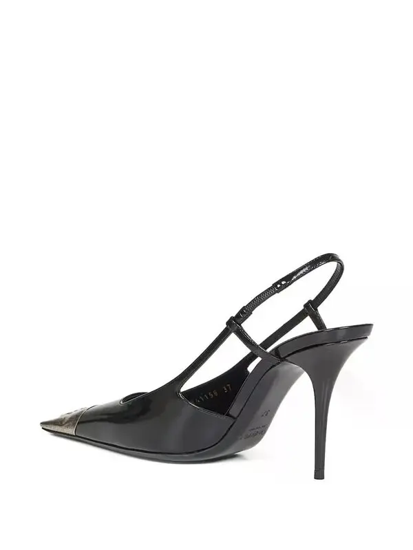 Saint Laurent 90mm Jeanne Metal Cap Toe Pumps - Black