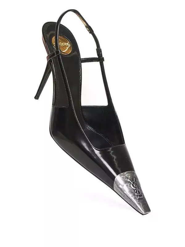 Saint Laurent 90mm Jeanne Metal Cap Toe Pumps - Black