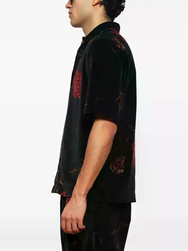Amiri Rose-print Velvet Shirt