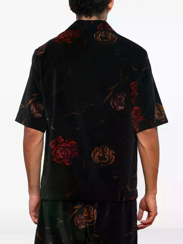 Amiri Rose-print Velvet Shirt