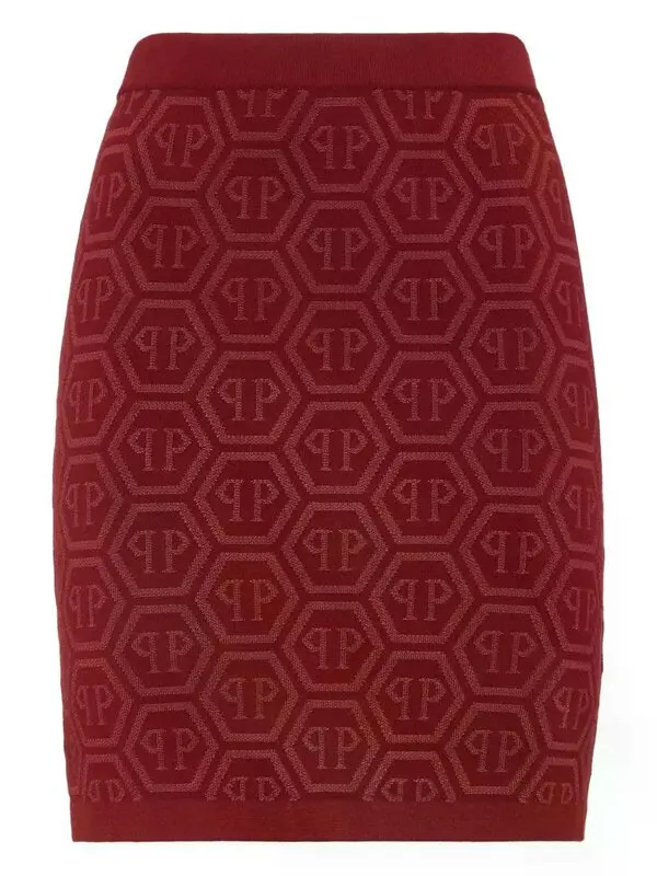 Philipp Plein Monogram Knitted Mini Skirt - Red