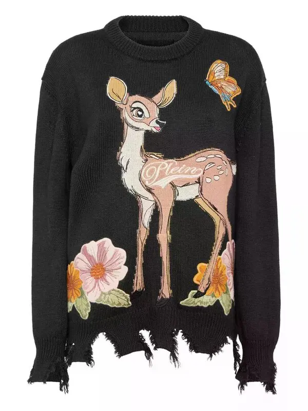 Philipp Plein Deer-print Sweater - Black