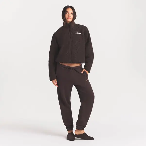 SKIMS Boxy Zip-up Teddy Jacket - Espresso