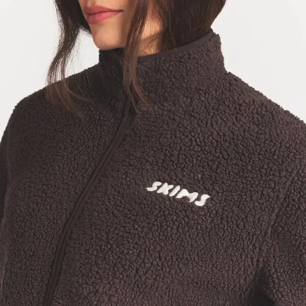 SKIMS Boxy Zip-up Teddy Jacket - Espresso