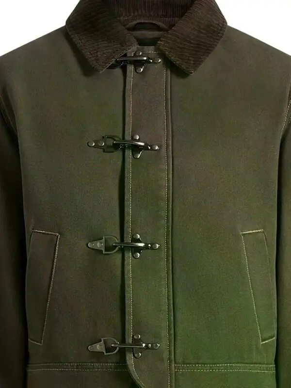 Manière De Voir Olive Gabardine Jacket With Clasp Detail