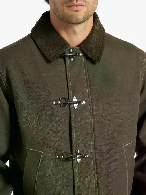Manière De Voir Olive Gabardine Jacket With Clasp Detail