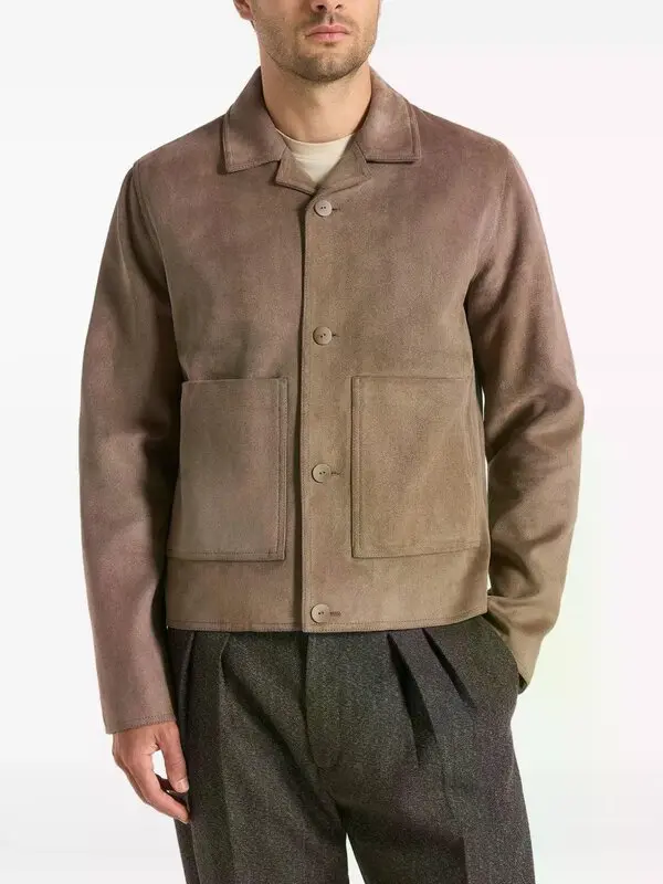 Manière De Voir Suede-effect Revere Collar Jacket - Neutrals