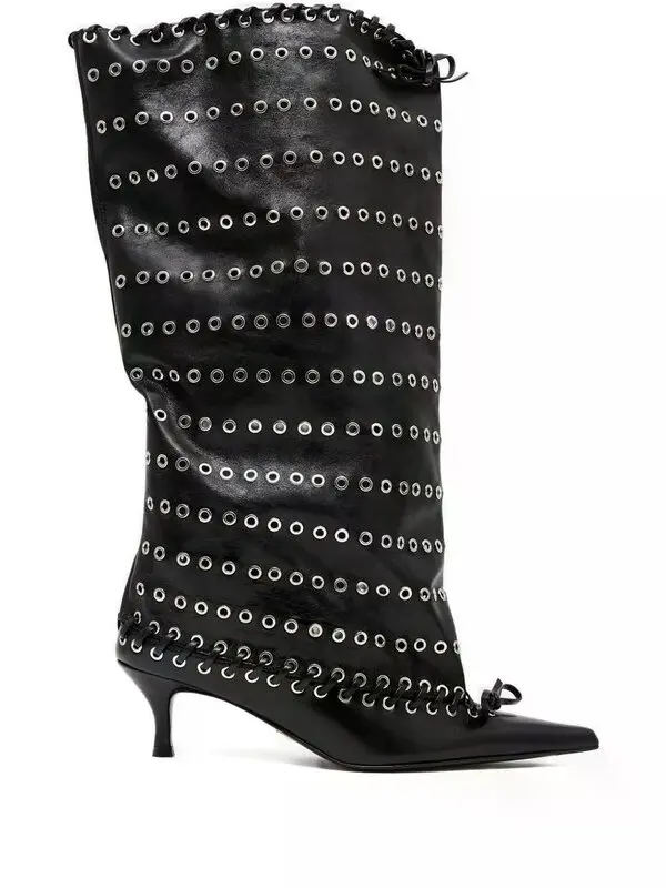 AUGUST BARRON 60mm Eyelet Pointed-toe Boots