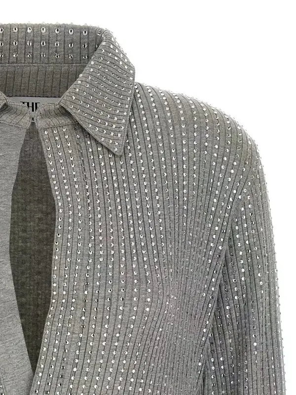 Attico Rhinestone-appliqué Dress - Grey