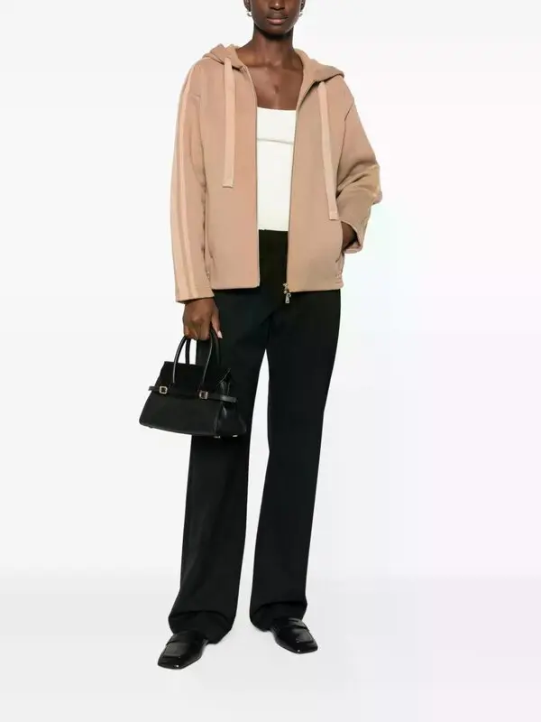 Max Mara Zip-up Hoodie With Stripe Detail - Brown