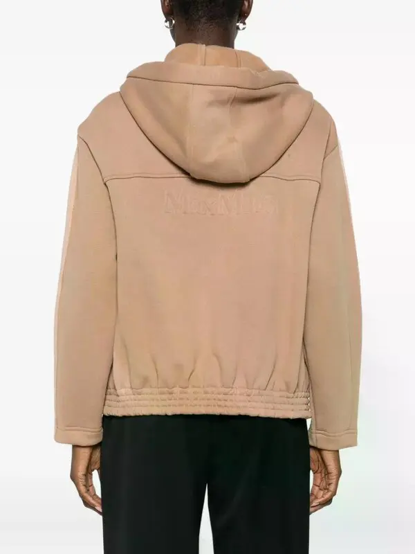 Max Mara Zip-up Hoodie With Stripe Detail - Brown
