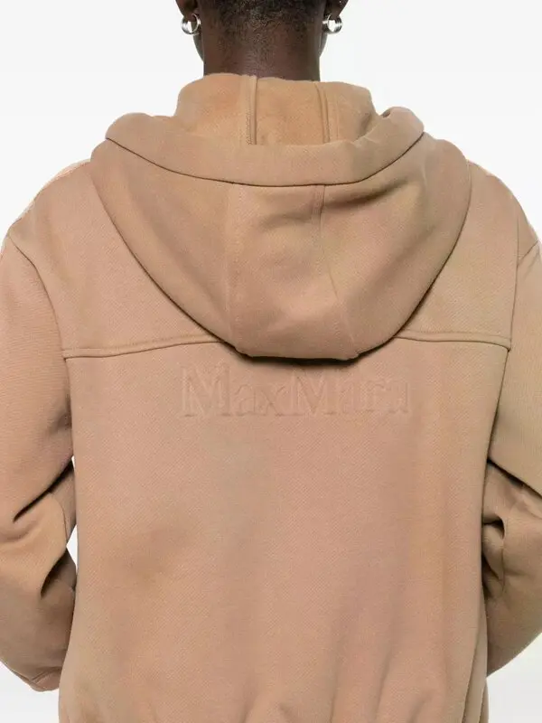 Max Mara Zip-up Hoodie With Stripe Detail - Brown
