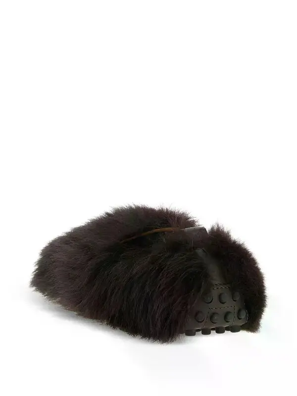 TOD'S Gommino Sheep Fur Loafers - Brown