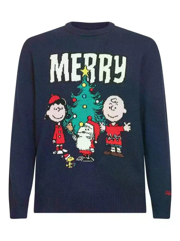 MC2 SAINT BARTH Christmas-embroidered Pullover Sweater - Blue