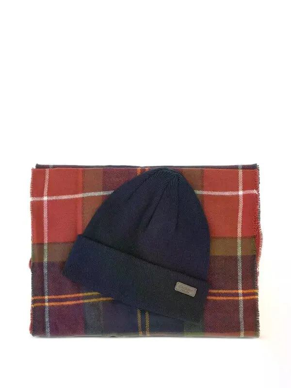 Barbour Tartan Hat And Scarf Set - Blue