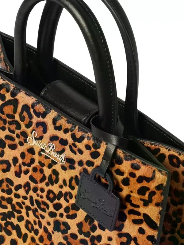 MC2 SAINT BARTH Leopard Print Top Handle Tote Bag - Brown