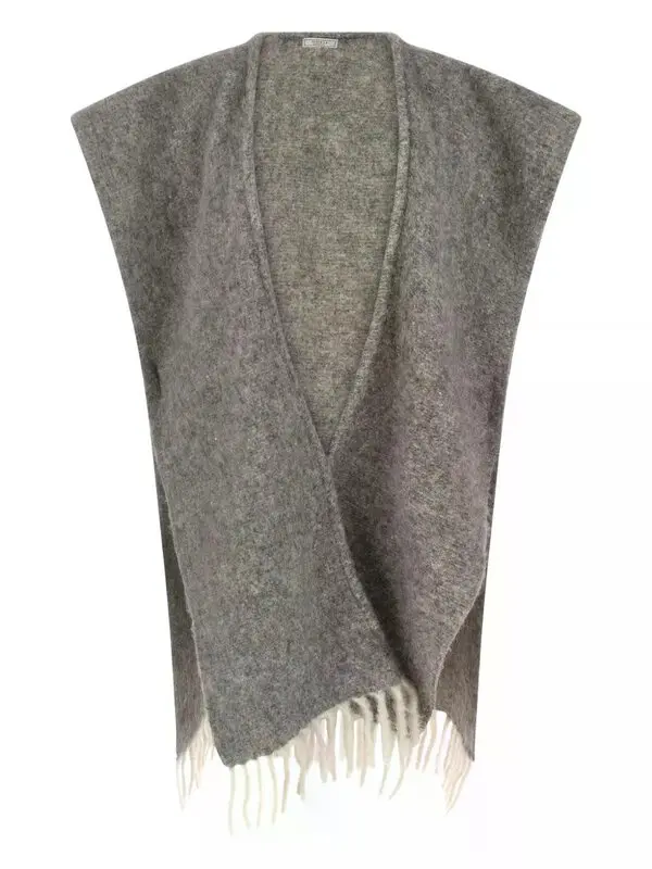 Peserico Sequin Fringed Cape - Grey
