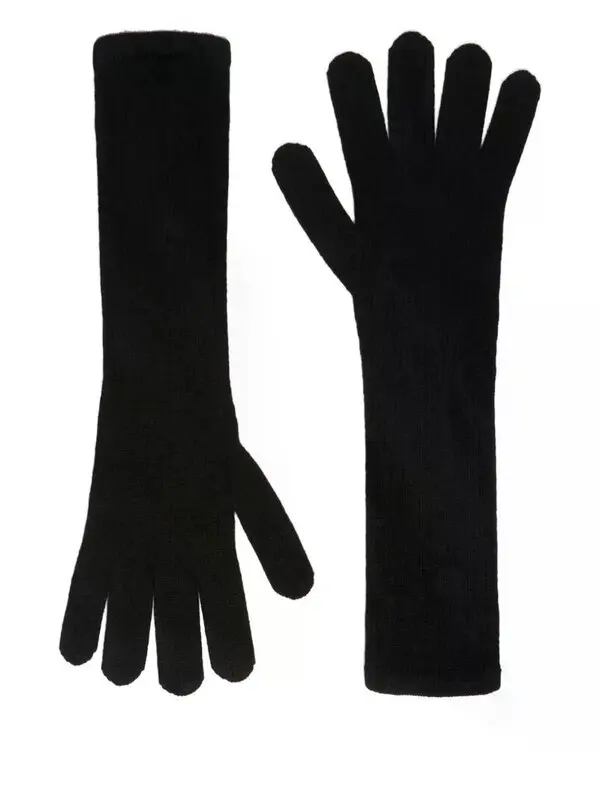 Max Mara Ribbed Knit Gloves - Black