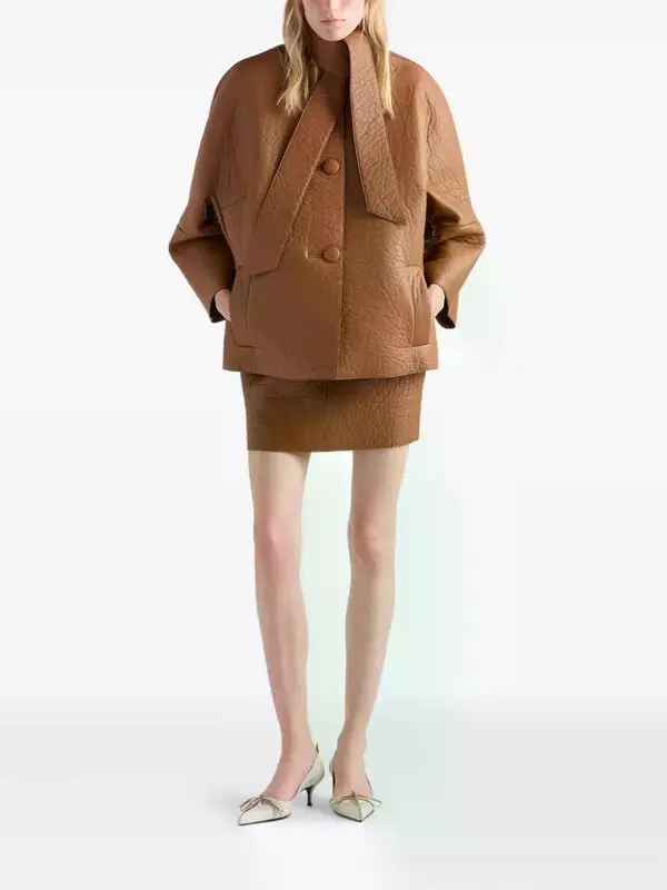 Prada Leather Jacket With Scarf Detail