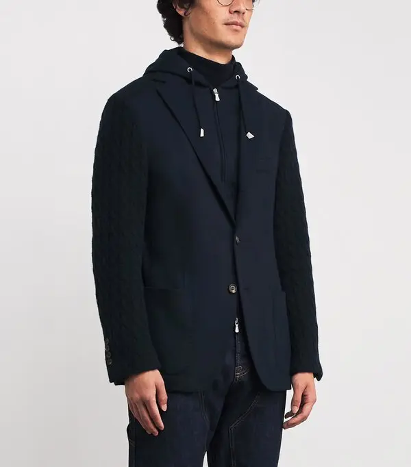 Eleventy Knitted-sleeve Layered Blazer