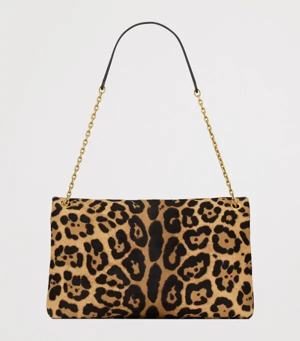 Saint Laurent Cassandre Envelope Leopard Chain Wallet