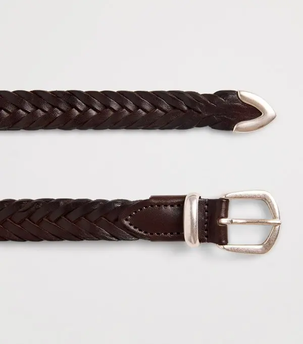 Eleventy Leather Braided Belt
