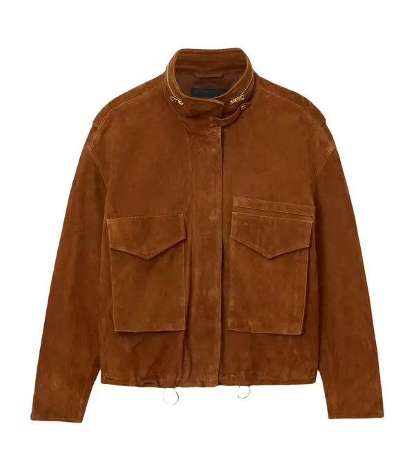 ALLSAINTS Suede Bomber Jacket - Brown