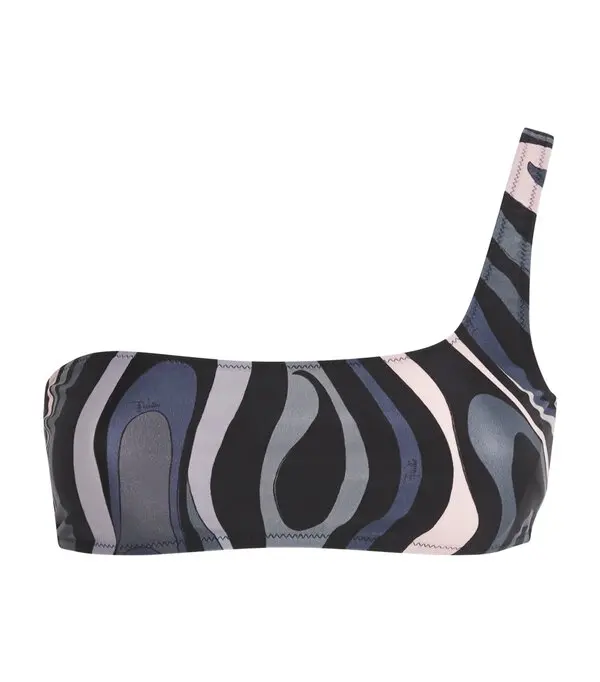 Emilio Pucci Marmo Print One-shoulder Bikini Top - Black