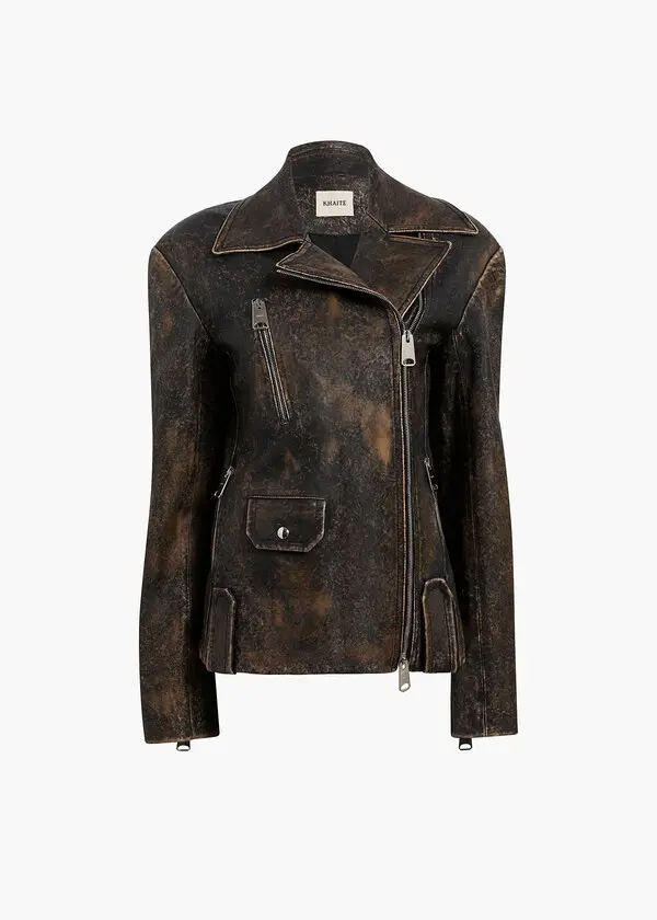 Khaite Catalina Moto Jacket - Black / Natural