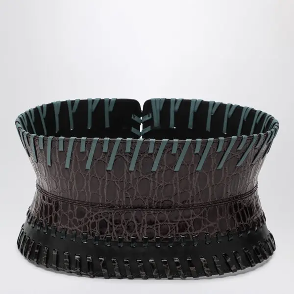 Dries Van Noten Crocodile-effect Leather Corset Belt