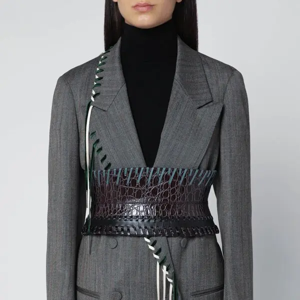 Dries Van Noten Crocodile-effect Leather Corset Belt