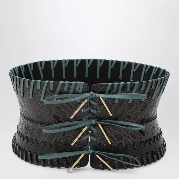 Dries Van Noten Crocodile-effect Leather Corset Belt