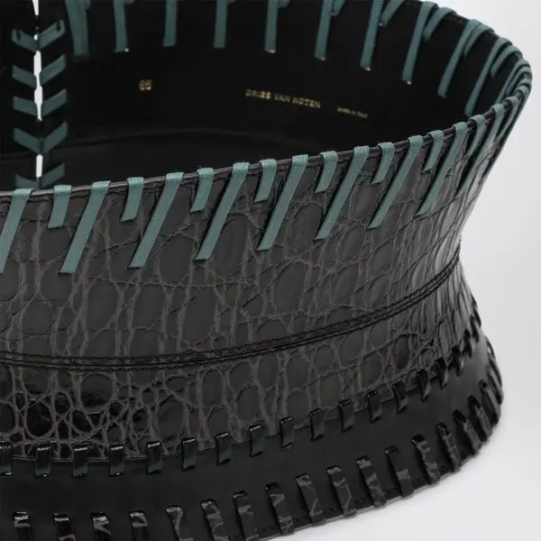 Dries Van Noten Crocodile-effect Leather Corset Belt