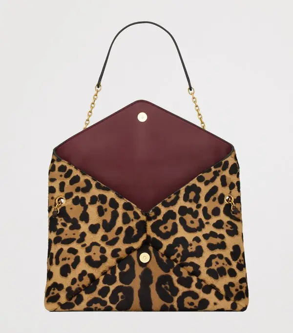 Saint Laurent Cassandre Envelope Leopard Chain Wallet