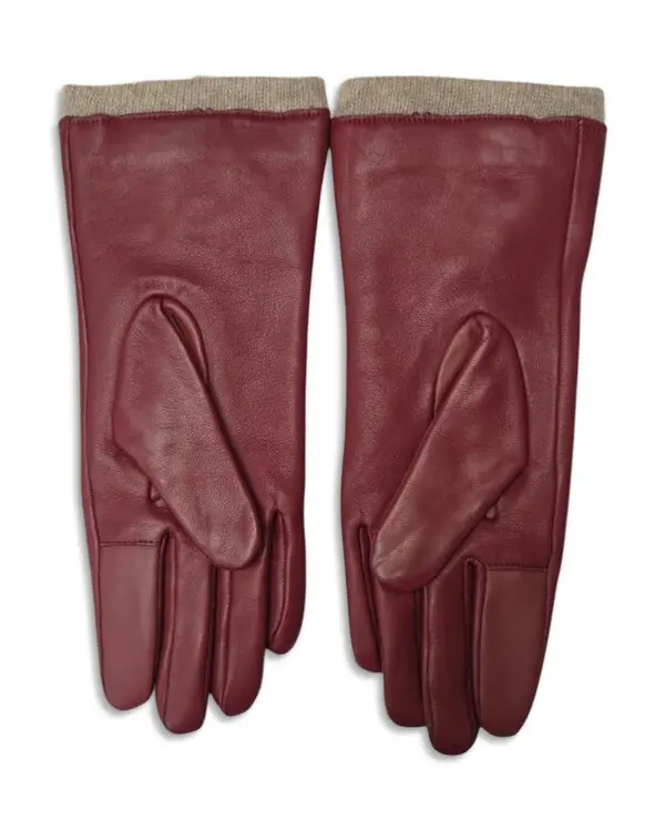 LABONIA Cashmere Lined Leather Zip Gloves - Red