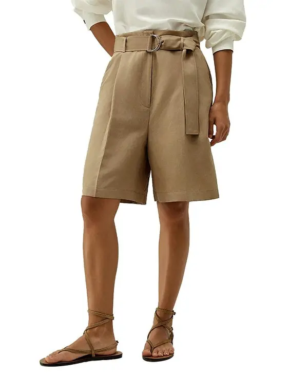 Lilysilk Silk-linen Blend Bermuda Shorts - Oak