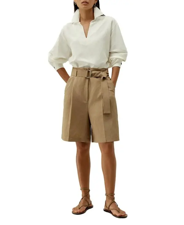 Lilysilk Silk-linen Blend Bermuda Shorts - Oak