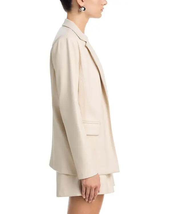 Aqua Faux Leather Open Blazer