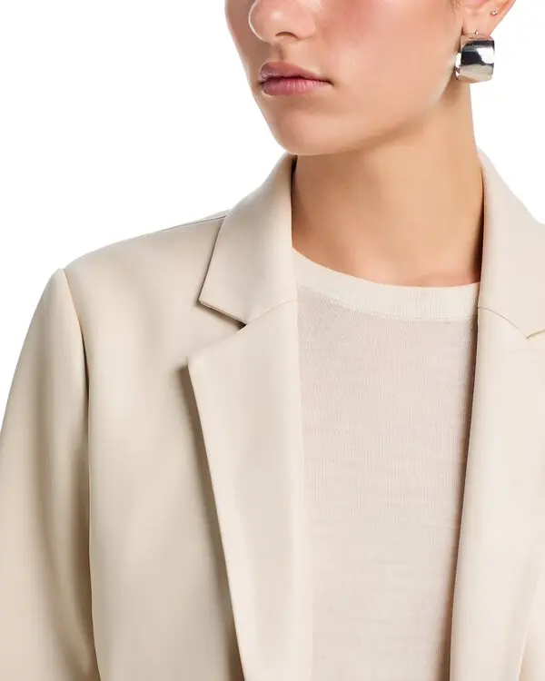Aqua Faux Leather Open Blazer