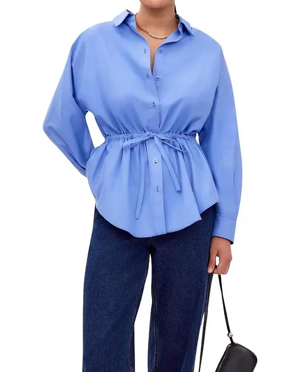 RO&ZO Stripe Long Sleeve Channel Waist Shirt