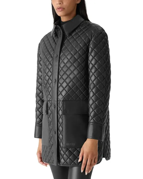 Mackage Hooded Leather Coat - Black