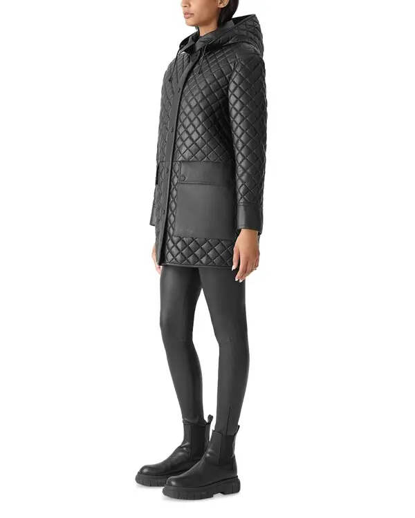 Mackage Hooded Leather Coat - Black